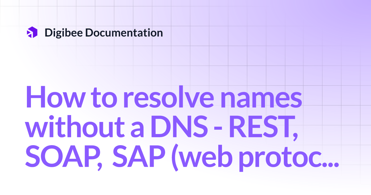 How To Resolve Names Without A Dns Rest Soap Sap Web Protocols Digibee Documentation